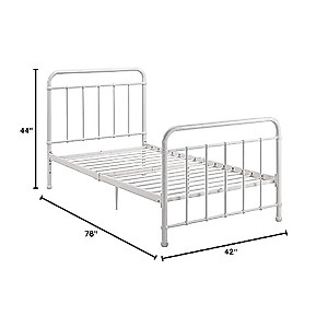 DHP Beaumont Iron Metal Platform Bed with Transitional Design Headboard and Footboard, Adustable Base Height for Underbed Storage, No Box Spring Needed, Queen, White
