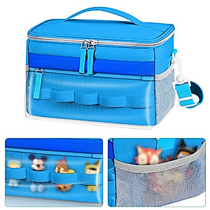 KENOBEE Travel Bag for Toniebox and Yoto Player, Large Capacity Audio Player Carry Case, with Transparent Bag for Tonies Figures, Mesh Pocket for Player Cards and Creative Tonies Characters, Blue