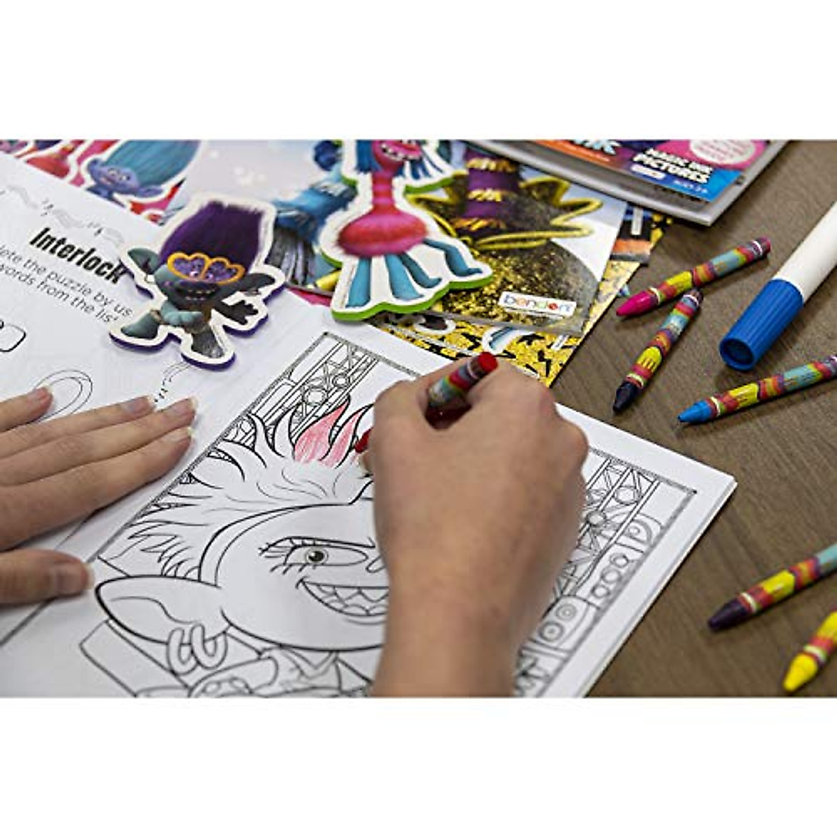 Trolls DreamWorks World Tour 48-Page Coloring and Activity Book with Jewel Stickers 47359, Bendon