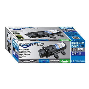 Everflo EF-1000-BOX 12V Diaphragm Pump with 3/8" Hose Barb Ports, 1.0 GPM (Pack of 2)