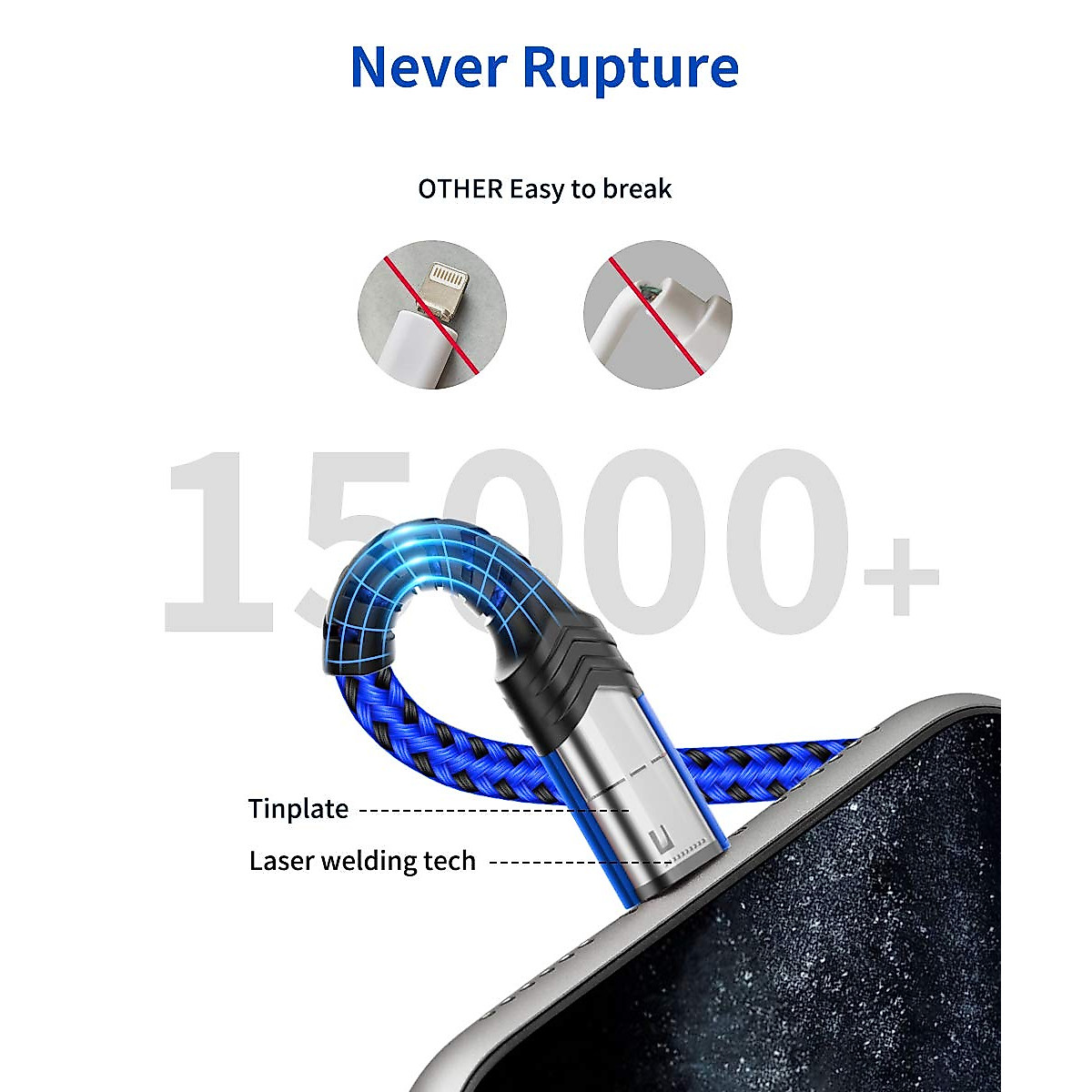 JSAUX iPhone Charger Cable [2-Pack 6ft], MFi Certified Lightning Cable iPhone Fast Charging Charger Cable Cord Compatible with iPhone 13 12 11 Xs Max X XR 8 7 6s 6 Plus 5, iPad, iPod - Blue