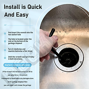 Garbage Disposer Unjamming Wrench, Unjamming Wrench, To Dislodge Jams or Clutter From Above The Sink, Compatible With Moen Waste King InSinkErator Garbage Disposals - Garbage Disposal Wrench Tool