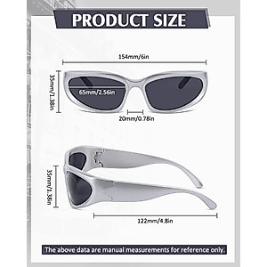 10 Pairs Y2K Wrap Around Sunglasses Multicolor Black Blue Silver Oval Shaped Sport Sunglasses Eyewear for Women Men 10 Colors