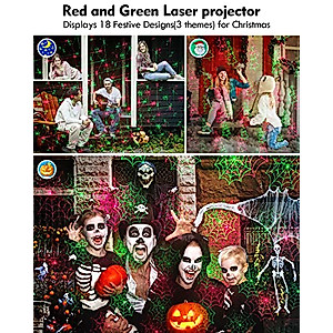 Poeland 18 Patterns Garden Lights Moving Laser Christmas Projector Halloween Decoration for Home and Garden