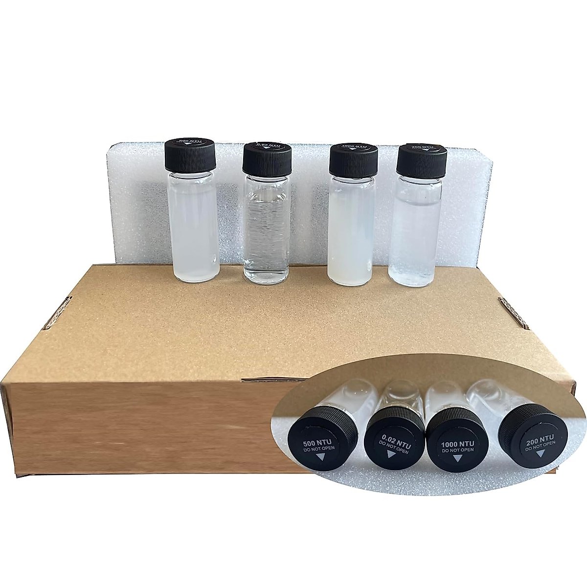 VTSYIQI Standard Calibration Solution Kit Turbidity Meter Calibration Solution with 4 PCS Solution Range 0.02NTU 200NTU 500NTU 1000NTU for TB100 Portable Turbidimeter