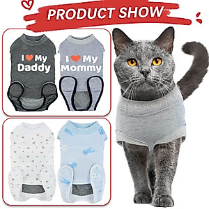 DENTRUN Cat Surgery Anti-Licking Spay Recovery Suit, Cat Small Dog Cone E-Collar Alternative Recovery Shirt After Surgery for Male Female Abdominal Wounds Bandages, Pet Surgical Recovery Snuggly Suit