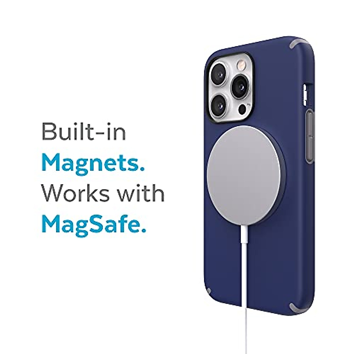 Speck Products CandyShell Pro Case + MagSafe Fits iPhone 13 Pro Max/iPhone 12 Pro Max, Prussian Blue/Cloudy Gray