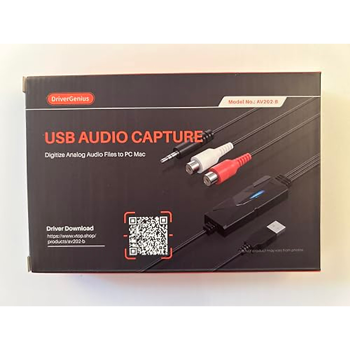 DriverGenius AV202-B USB2.0 Audio Capture/Grabber Card Device - Analog Cassette to Digital MP3 Converter - Compatible for Windows 11, macOS