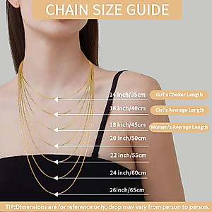 Momlovu 18K Over Gold Chain Necklace for Women, 1MM Box Chain Necklaces Gold Chain for Women Thin & Sturdy Women's Chain Necklaces, 16 Inch