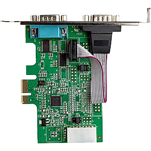 StarTech.com 2-port PCI Express RS232 Serial Adapter Card - PCIe RS232 Serial Host Controller Card - PCIe to Dual Serial DB9 Card - 16950 UART - Expansion Card - Windows & Linux , TAA (PEX2S953)