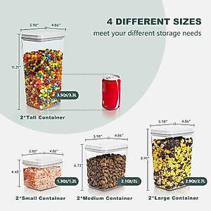 Tourdeus Pop Top Food Storage Containers - 8 Pack Kitchen Storage Containers, BPA-Free Pantry Containers with Lids Airtight, Food-Grade Air Tight Containers for Food with Measurement Marks