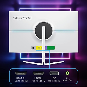 Sceptre 24 inch Gaming Monitor 1080p 98% sRGB up to 165Hz 1ms 320Lux DisplayPort HDMI, Build-in Speakers Nebula White 2022 (E248B-FWN168W)