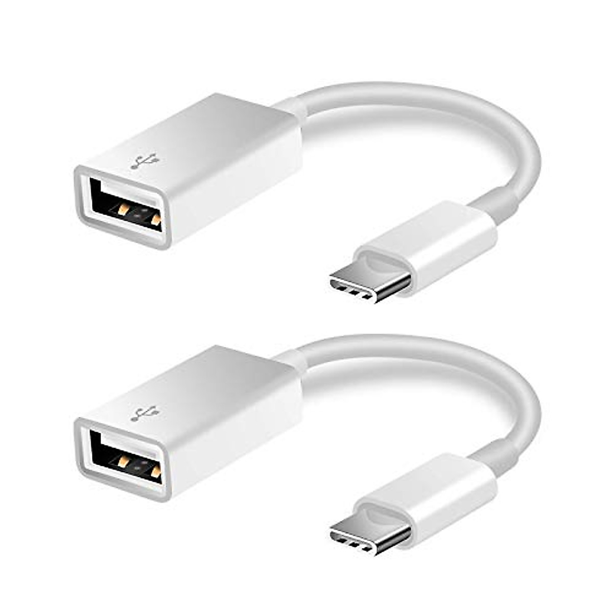 FLEAVER USB C to USB Adapter [2 Pack],Type-C OTG Cable Type C Male to USB A Female Adapter Compatible with Pro/Air 2019 2018 2017,S20 S20+ Ultra Note 10 S9 S8 (White)