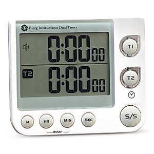 Bjerg Instruments Dual Digital Kitchen Count Up and Countdown Timer with Large Digit LCD Display
