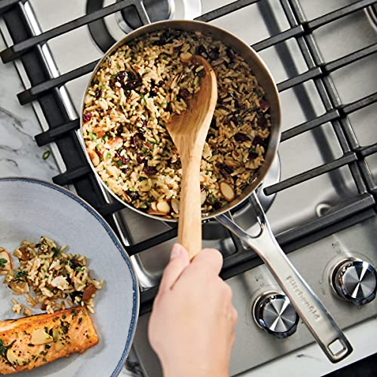 KitchenAid 3-Ply Base Brushed Stainless Steel Sauce Pan/Saucepan with Lid, 3 Quart