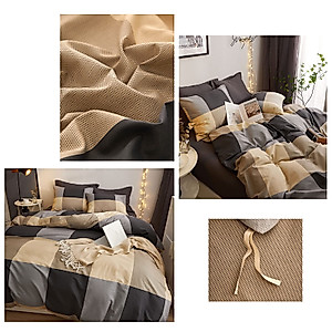 HighBuy Ultra Soft Leaves Duvet Cover Set King Grey 100% Cotton Bedding Sets with Hidden Zipper Modern Comforter Cover King with 2 Pillowcase,Lightweight Soft,Easy Care