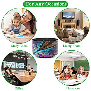 Hennaja Round Leather Art Supply Organizer,Remote Control Holder,360 Degree Rotating,Multi-Functional Pencil Holder,4 Compartments Desktop Stationary Organizer(1-Fractal Flower)