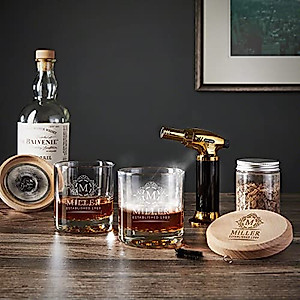 Halo Cocktail Smoker Kit 7pc with Two Custom Hamilton Whiskey Glasses (Personalized Product)