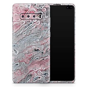 DesignSkinz Abstract Wet Paint Subtle Pink and Gray Protective Vinyl Decal Wrap Skin Cover Compatible with The Samsung Galaxy S20 (Screen Trim & Back Glass Skin)