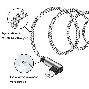finekeep 90 Degree iPhone Charger Cable10FT 3 Pack Heavy Duty iPhone Charger Nylon Braided Fast Charging Cord Compatible with iPhone 121111 ProXS MaxXRX876s Plus5SE (Grey)