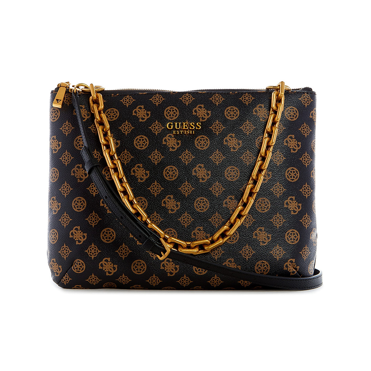 GUESS womens Turin Status Shoulder Bag, Mocha Logo, one size US