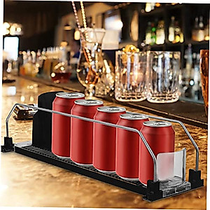 FELTECHELECTR Refrigerator Beverage Shelf Drink Dispenser Fridge Organizer 2pcs Drink Pusher Black Pulley Abs Air Curtain Cabinet Vending Machine Beverage Dispenser Fridge Drink Pusher