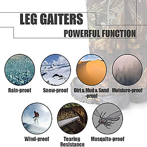Outdoor Camo Leg Gaiters Waterproof Boots Cover for Hiking, Walking, Hunting (M)