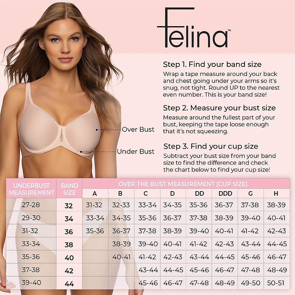 Felina Marvelous Side Smoothing T-Shirt Bra Warm Nude