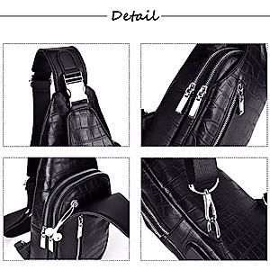IAGOM Leather Sling Bag, Waterproof Men's Chest Bag Shoulder bags Crossbody Sling Backpack for Men Cycling Running Hiking