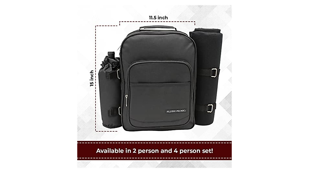 Plush Picnic Backpack for 2 - Insulated Picnic Set for Romantic Outings