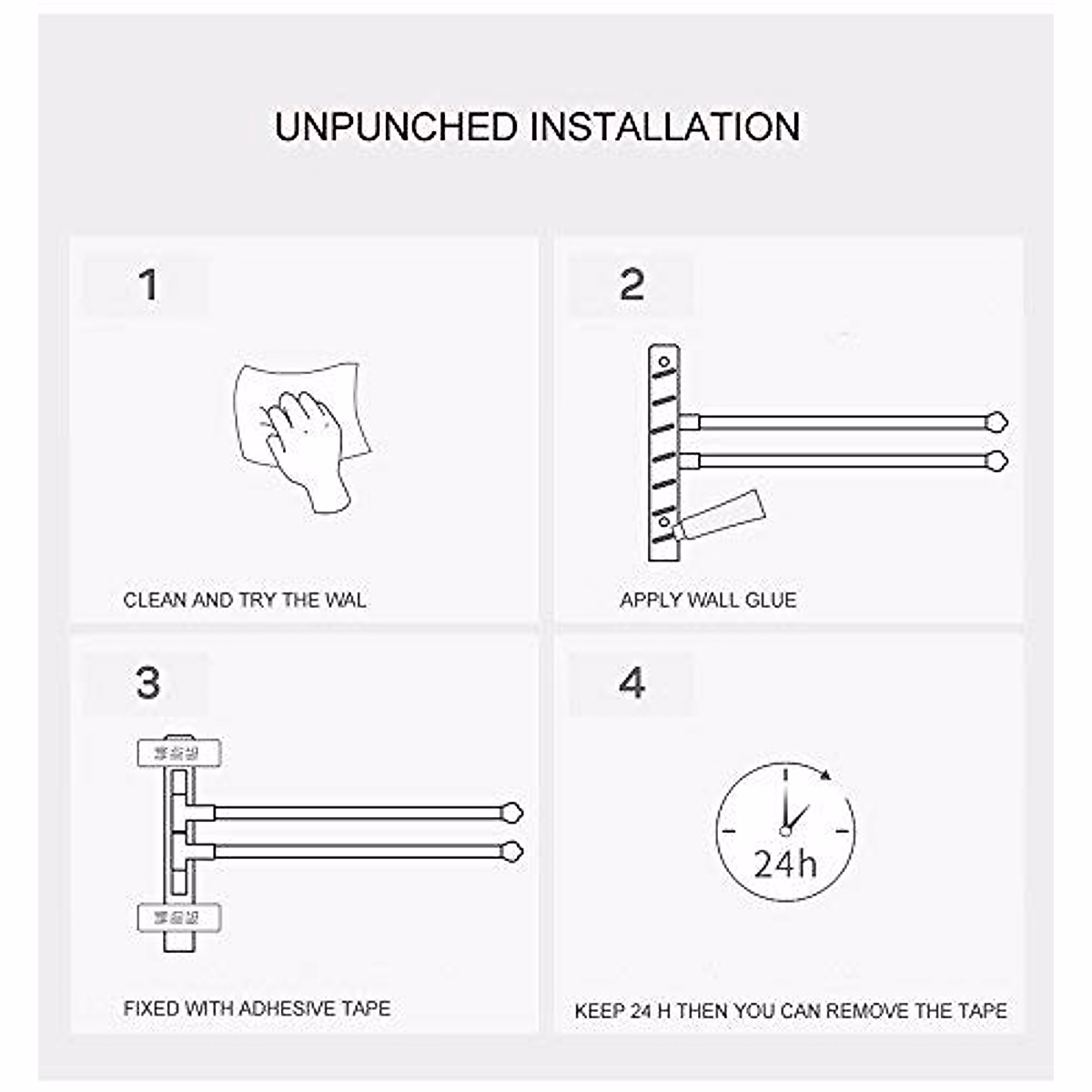 MOCOFO Towel rack, swing-out towel bar, rotating bathtub, RV towel rack, swing arm, towel hand rack, space-saving storage rack, wall-mounted towel rack (space aluminum, 5 bars)