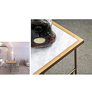 Articles for daily use Square Marble Coffee Table Side Table, Bedside Table with Storage Box, Metal Frame Marble Table Top, Industrial Style Small Coffee Table in Living Room and Bedroom