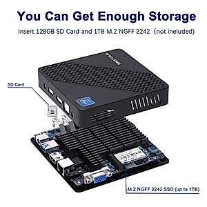 KODLIX Mini PC, Celeron N3350 Dual-Core Processor, 4GB LPDDR4 64GB eMMC, Fanless Mini Desktop Computer Support 4K HD/HDMI+VGA Port/Dual WiFi/Gigabit Ethernet/BT 4.2