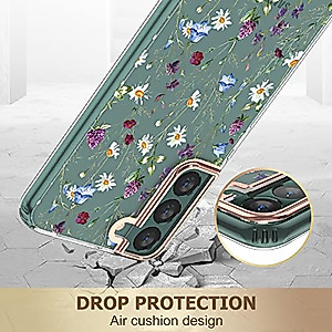 MILPROX Compatible with Samsung Galaxy S22 Flower Case, Cute Case Design for Girls Women,Shockproof Floral Pattern Hard Back for Samsung Galaxy S22 5G Phone 2022 6.1 Inches-Garden
