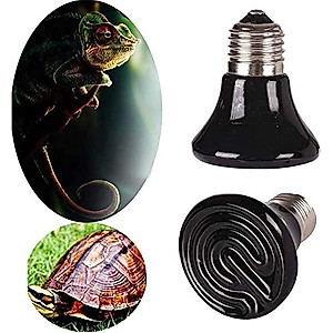 60W 2PCS Reptile Heat Emitter Infrared Ceramic Heat Lamp Black Emitter Bulb for Pet Coop Heater Chicken Lizard Turtle Brooder Aquarium Snake No Light