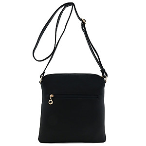 FashionPuzzle Tassel Zip Pocket PU Leather Crossbody Bag (Black)