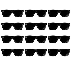 Super Z Outlet Plastic Black Vintage Retro Style Sunglasses Shades Eyewear for Party Prop Favors, Decorations, Toy Gifts (12 Pairs)