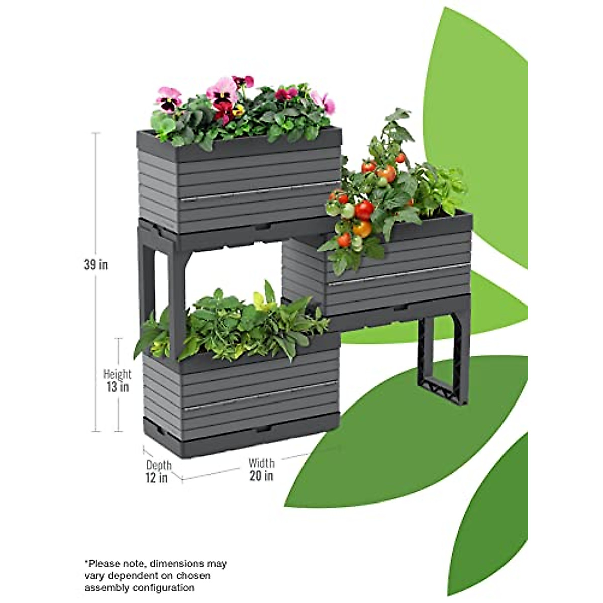 Southern Patio FlexSpace 5-pc. Modular Raised Garden with 3 Collapsible Planter Boxes & 2 Legs