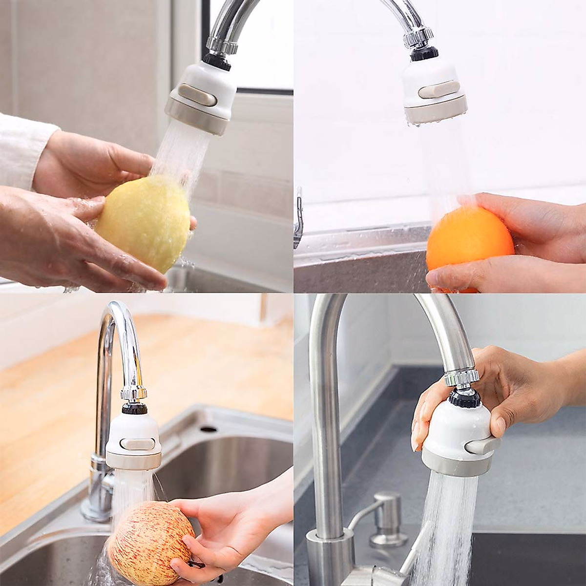 Movable Kitchen Tap Head, 360° Rotatable Water Spray ABS Sink Faucet Spray Head Tap,Splash Filter Water Saving Pressurization Nozzle Bubbler Connector, 3 Modes Adjustment (Pack of 2,White)