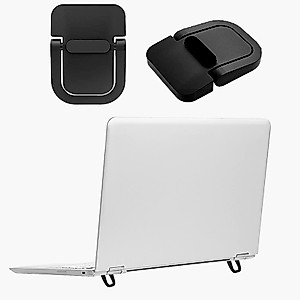 Qiveno 2Pcs Self-Adhesive Keyboard Stand for Desk, Portable Laptop Kickstand, Adjustable Laptop Stand Riser Feet Aluminum Stable for MacBook, 10-18" Laptop, iPad(Black)