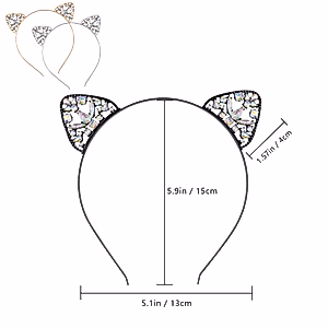 NODG 3 Pieces Crystal Cat Ears Headbands Rhinestone Cat Ear Tiaras for Women Crystal Hair Hoop Women Girls Kids Party Decoration Headdress Cosplay Costume Head wear