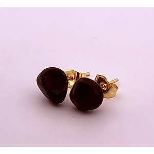 Natural Black Onyx Gold Stud Earrings NBOGSE4