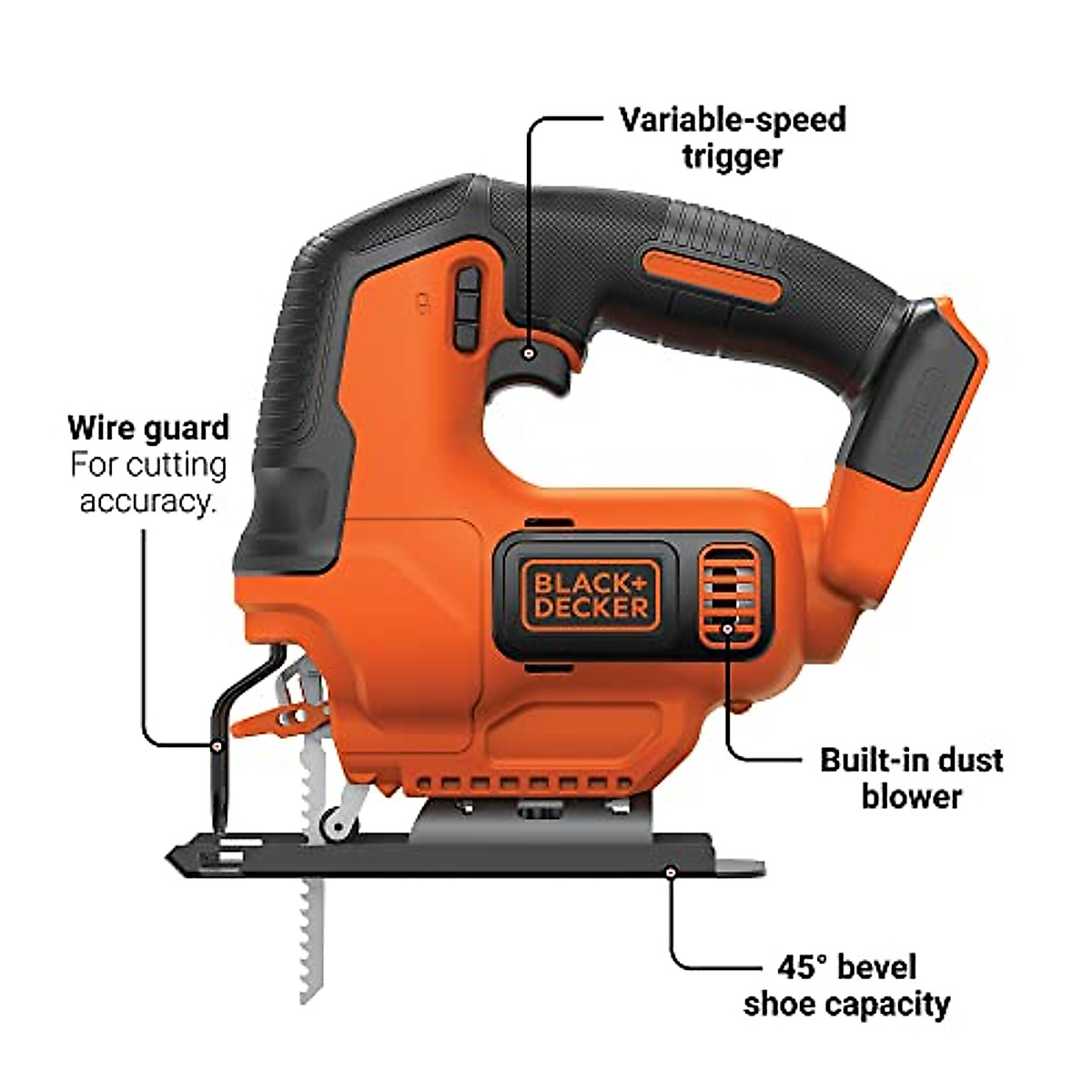 BLACK+DECKER 20V MAX* POWERCONNECT Cordless Jig Saw (Tool Only) (BDCJS20B)