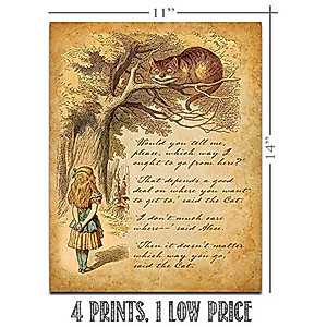 Alice in Wonderland Prints - 11x14 Unframed Wall Art Print Poster - Perfect Alice in Wonderland Gifts and Decorations (Alice in Wonderland Set)
