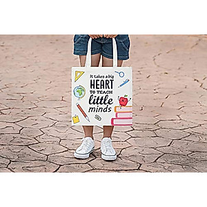 Teacher Appreciation Gifts - Teaching Tote Canvas  Bag for Men Women,It Takes A Big Heart To Teach Little Minds 