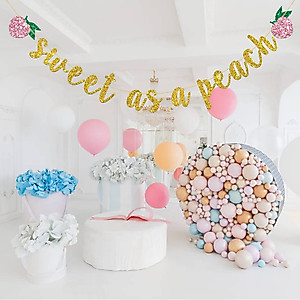 INNORU Sweet As a Peach Banner, Peach Baby Shower Birthday Party Decorations, Fruit Party, Mommy to Be Sign Banner, Gender Reveal, Engagement, New Baby Party Decoration Gold Glitter