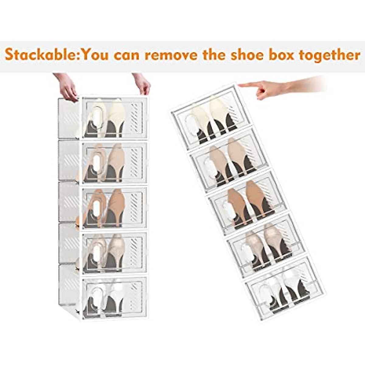 SIMPDIY Shoe Box, 12 Pack Shoe Storage Boxes Clear Plastic Stackable, Shoe Organizer Containers with Lids for Size 10