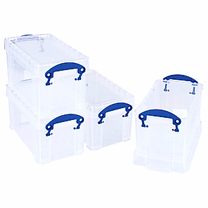 Really Useful Plastic Storage Box 2.1 Litre Clear (Pack of 4)