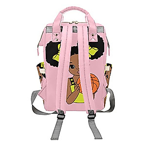 Custom Pink Basketball Girl Diaper Bag with Name Backpack Large Capacity Baby Bag for Women Men Mother Dad Gifts