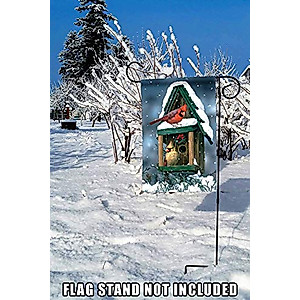 Toland Home Garden 110558 Cardinals In Snow Winter Flag 12x18 Inch Double Sided Winter Garden Flag for Outdoor House Flag Yard Decoration